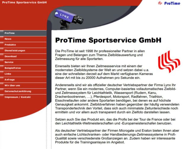Neue ProTime Webseite – ProTime Sportservice GmbH