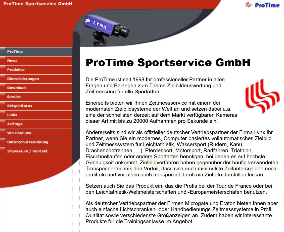 Neue ProTime Webseite – ProTime Sportservice GmbH